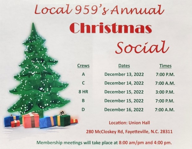 Christmas Social and Meetings | United Steel Workers Local 959